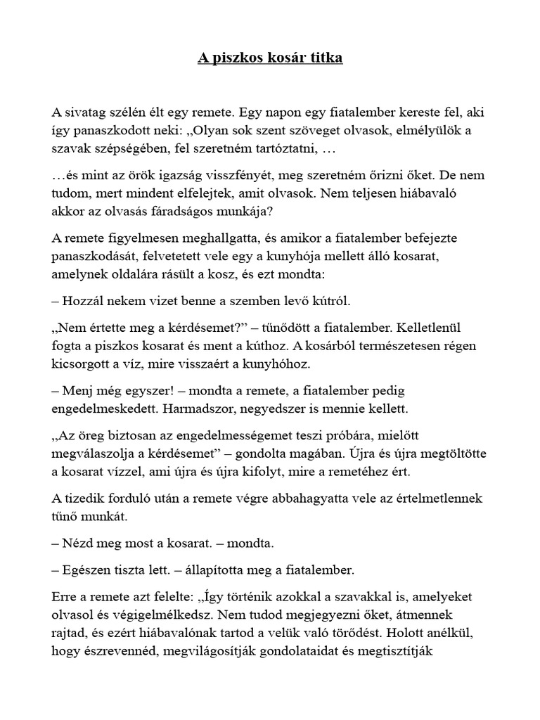 A Piszkos Kosár Titka | PDF