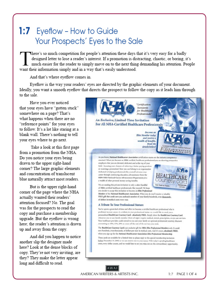 01-07 Eyeflow - How To Guide Your Prospects' Eyes To The Sale | PDF | Writing | Human Communication