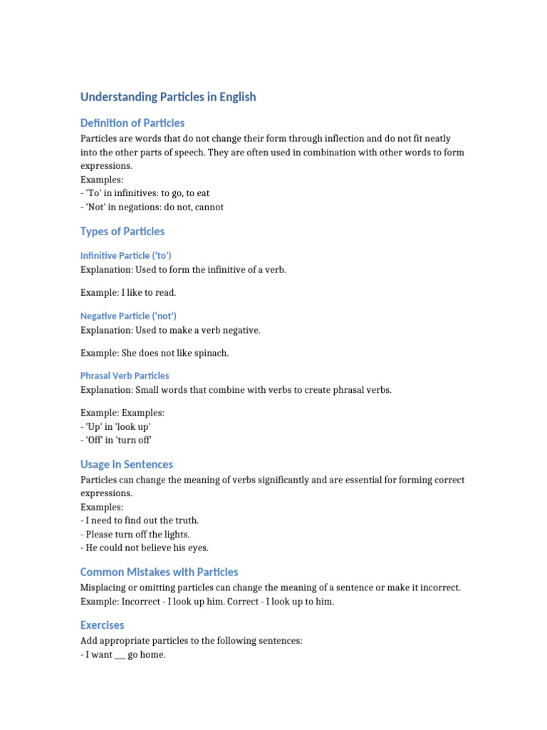 Understanding Particles in English | PDF | Language Arts & Discipline