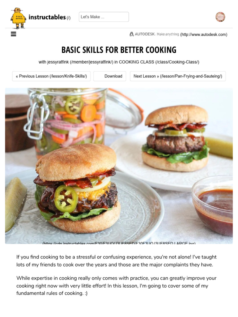 Basic Skills For Better Cooking | PDF | Cooking | Dishwasher