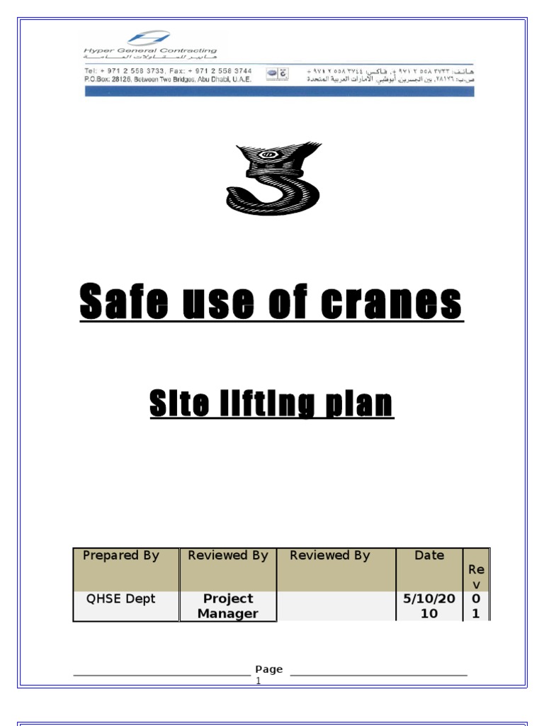 Lift Plan | PDF | Crane (Machine) | Occupational Safety And Health