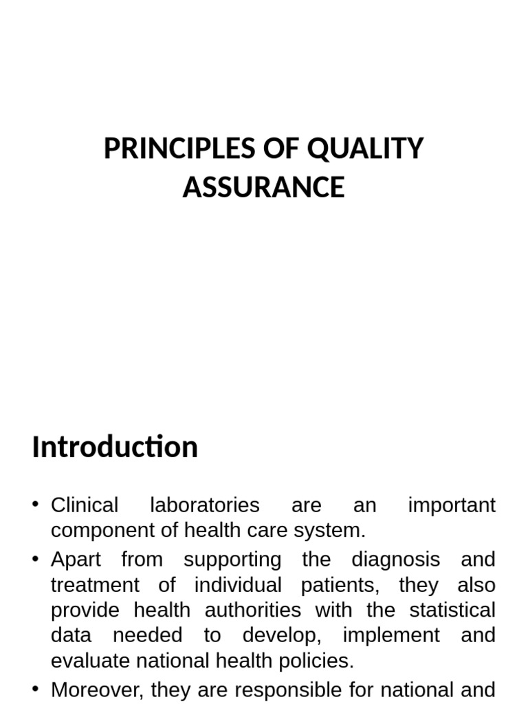 Principles of Quality Assurance in Labs | PDF | Quality Assurance ...