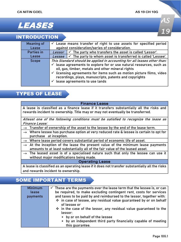 Leases: Meaning of Lease Parties in Lease Lessor Lessee Scope | PDF ...