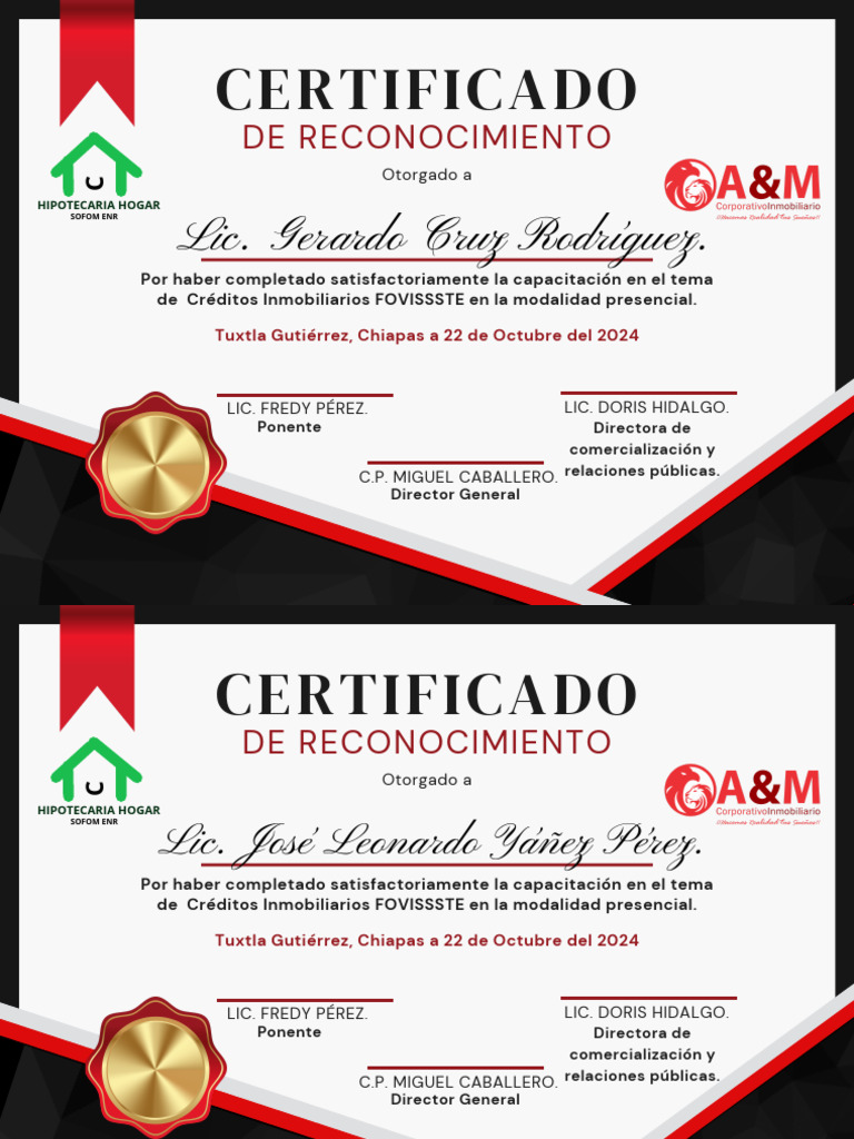 Certificado de Reconocimiento Elegante Blanco y Rojo | PDF