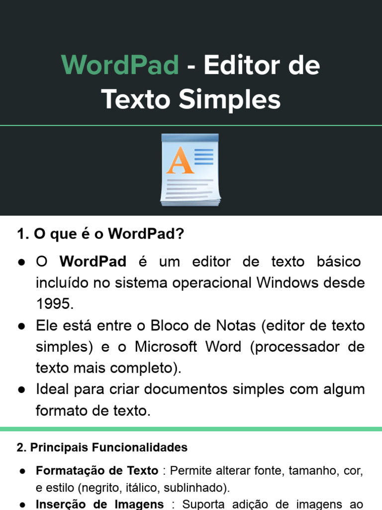WordPad - Editor de Texto Simples | PDF | Rede de computadores ...