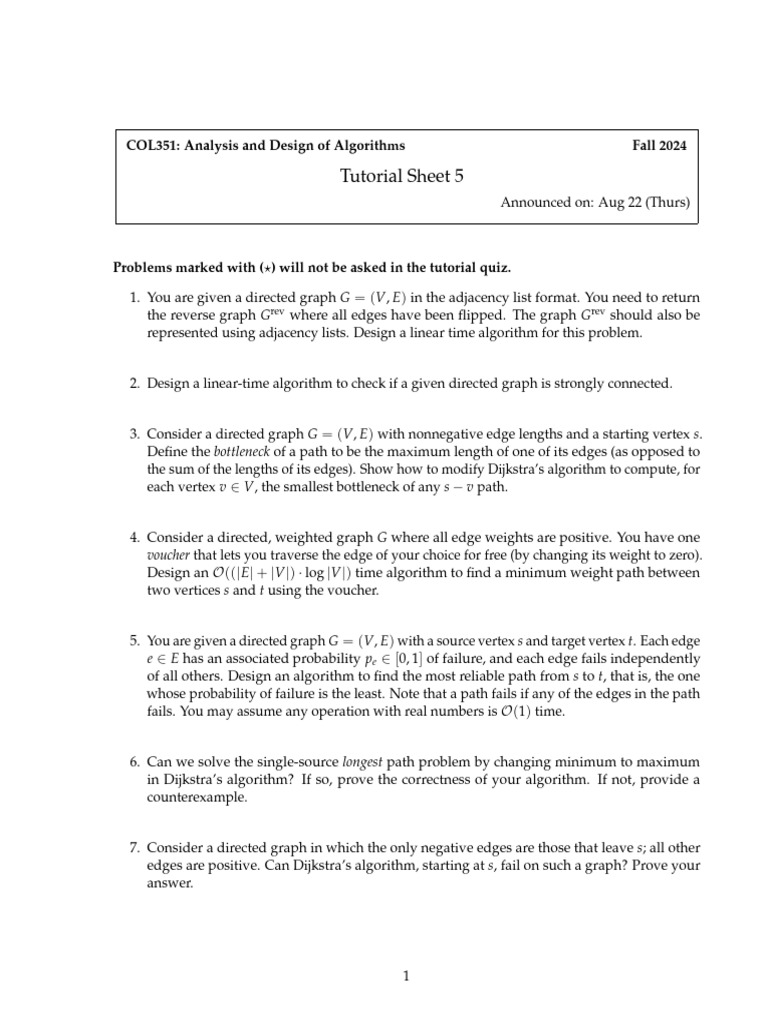Sheet-5 | PDF | Algorithms And Data Structures | Computational Problems