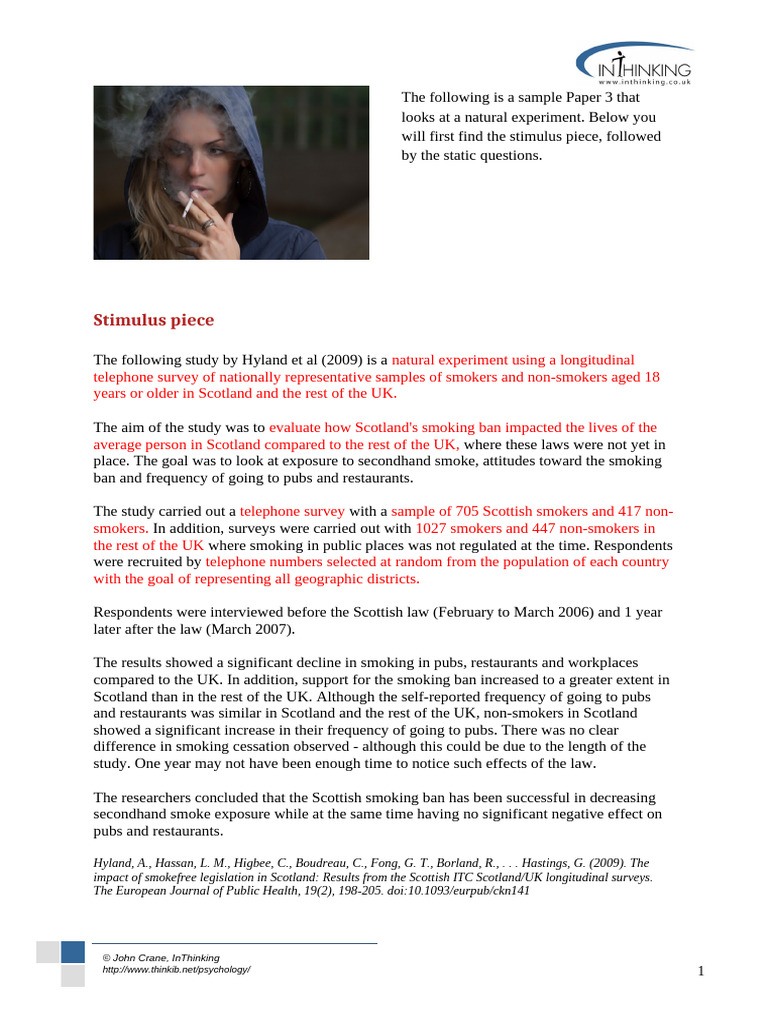 Impact of Scotland's Smoking Ban Study | PDF | Tobacco Smoking | Addiction