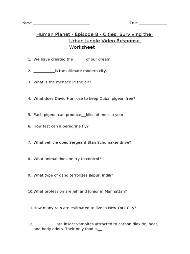 Human Planet - Cities WS | PDF