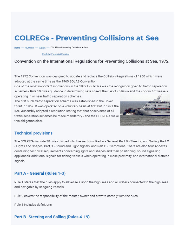 COLREGS - IMO | PDF