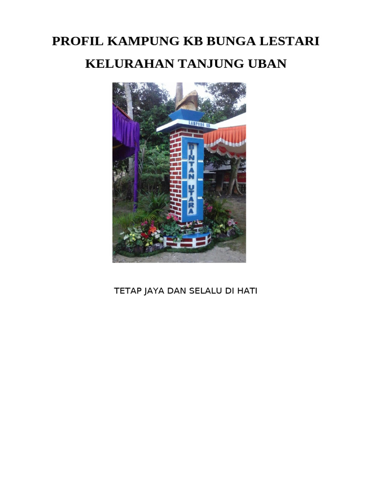 Profil Kampung KB Bunga Lestari Kelurahan Tanjung Uban | PDF