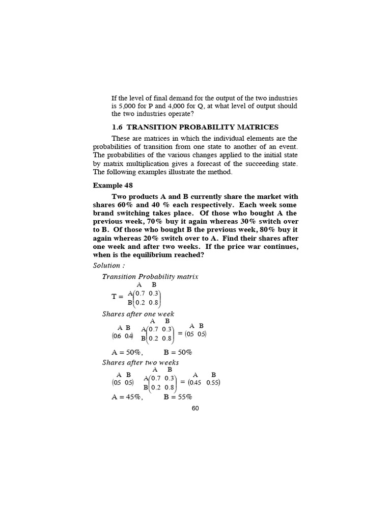 Transition Probability Matrices | PDF | Matrix (Mathematics) | Algebra