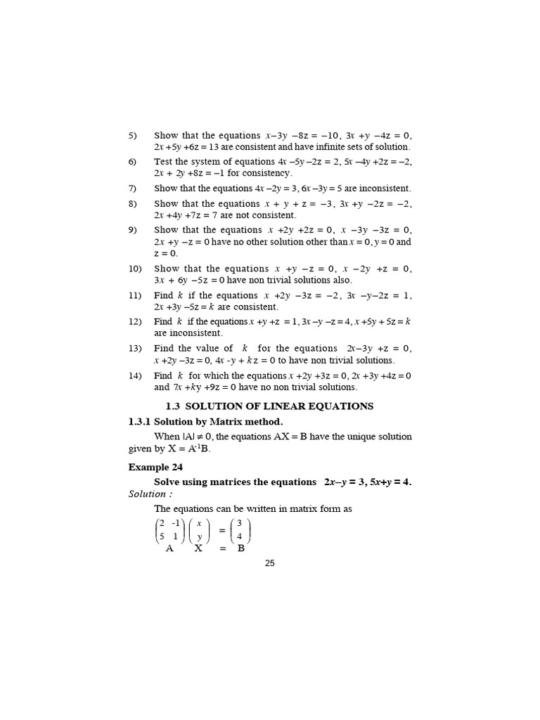 Solution by Matrix Method | PDF | Matrix (Mathematics) | Applied Mathematics