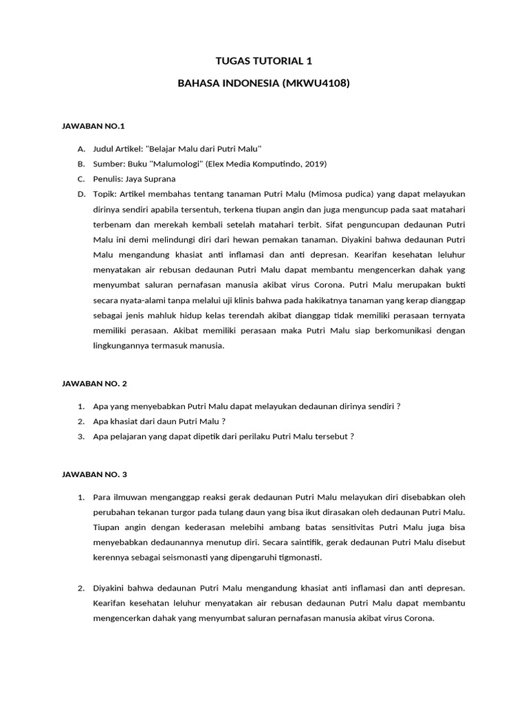 TT 1 Bahasa Indonesia | PDF