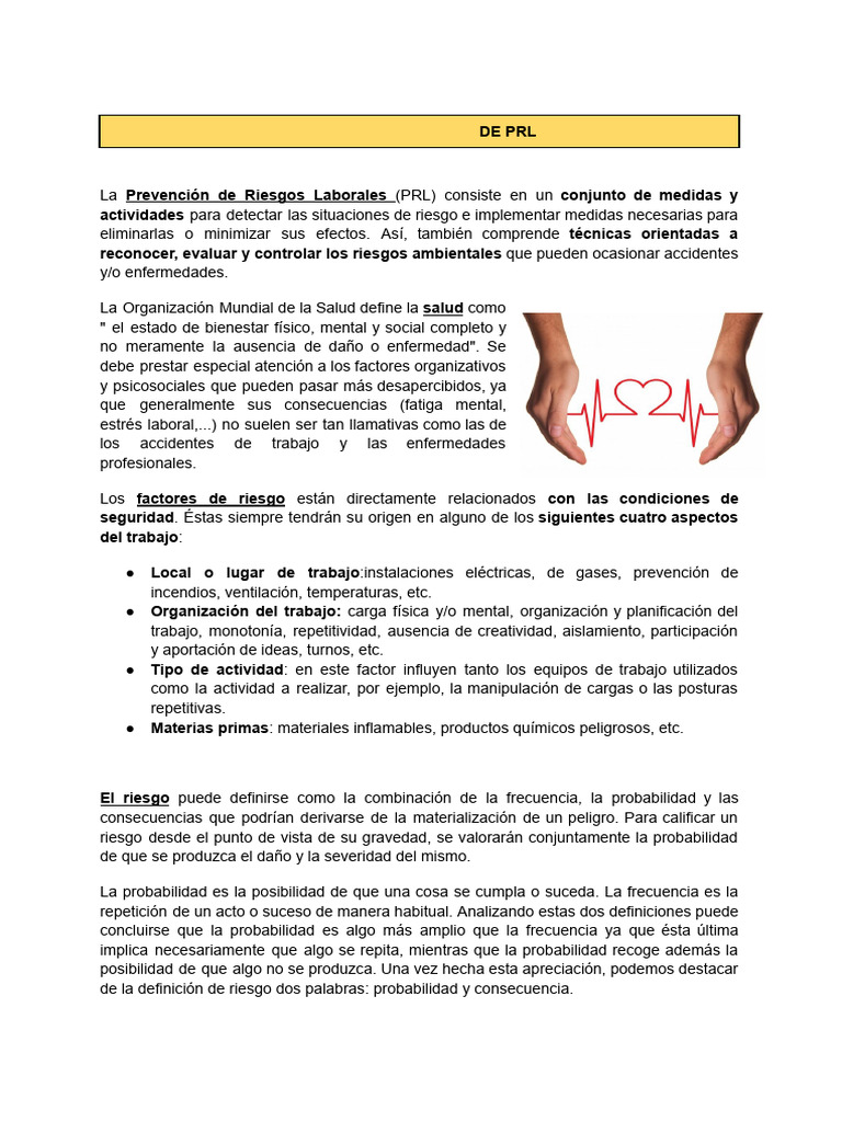 Conceptos Básicos PRL | PDF | Riesgo