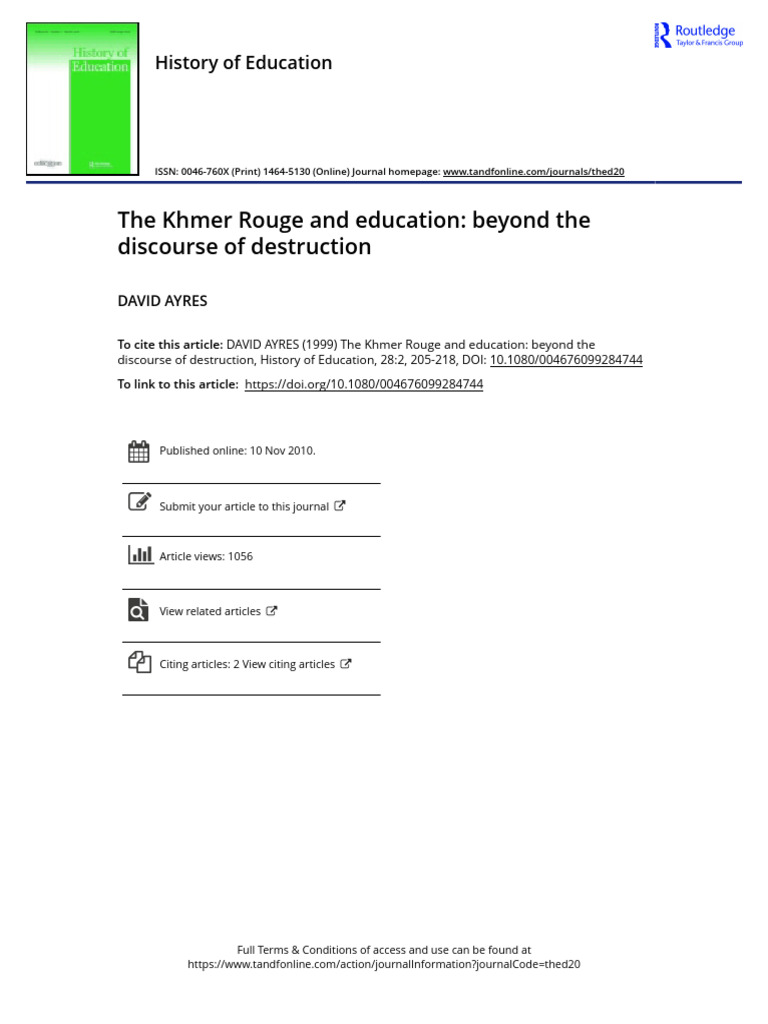 The Khmer Rouge and Education Beyond The Discourse of Destruction | PDF ...