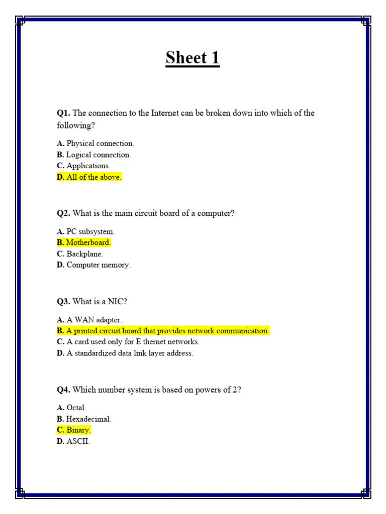 Network Sheet 1 | PDF
