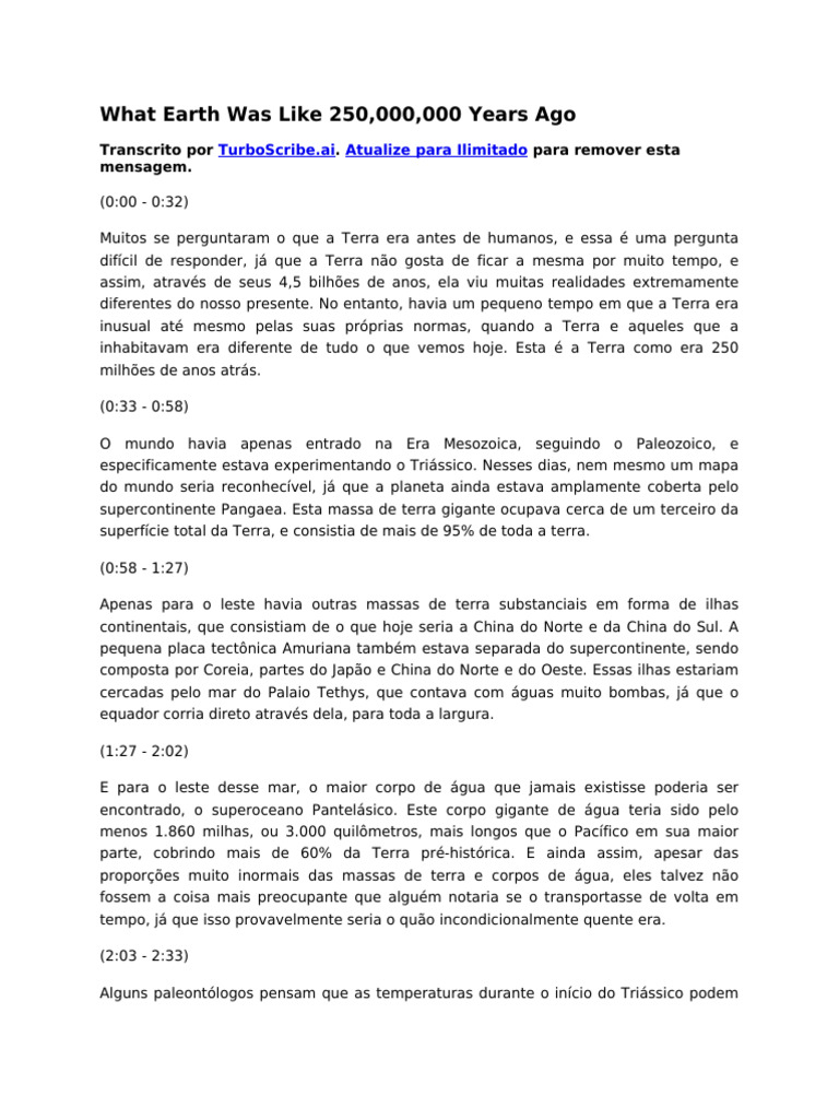 What Earth Was Like 250,000,000 Years Ago | PDF | Terra | Dinossauros