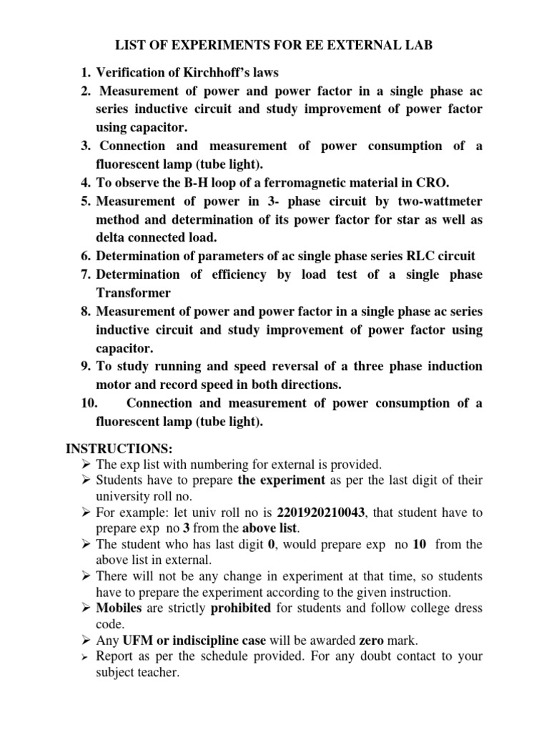 Instructions FOR EE EXTERNAL LAB | PDF