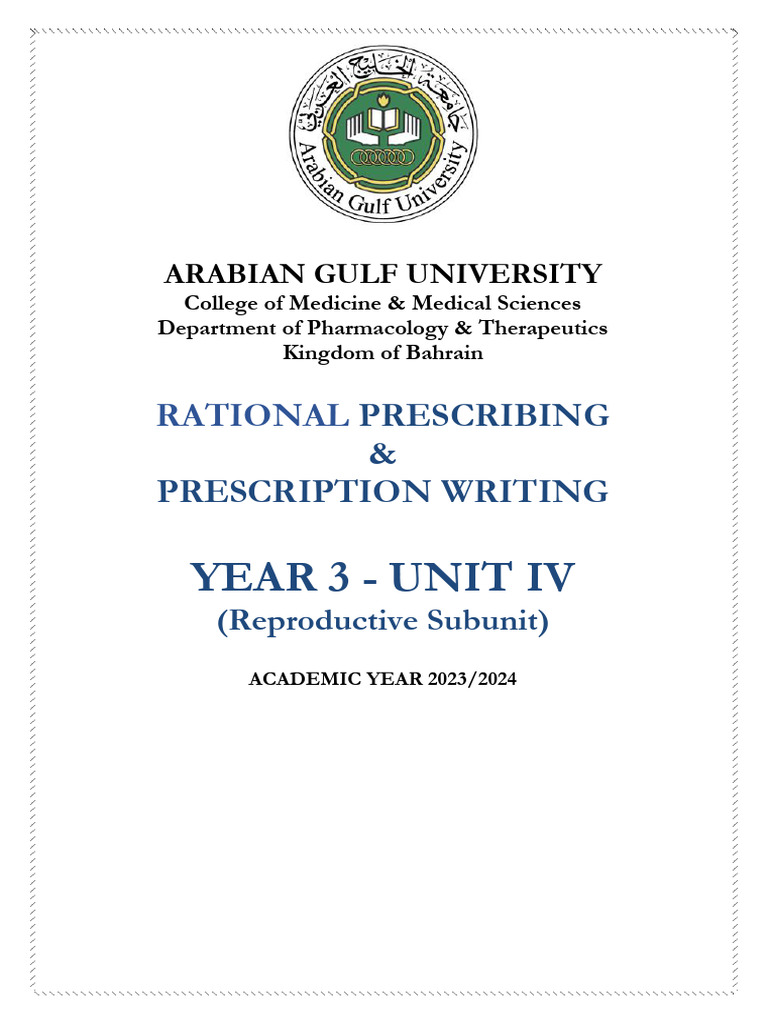 Unit IV Reproductive Prescription Writing 2023 | PDF | Combined Oral ...