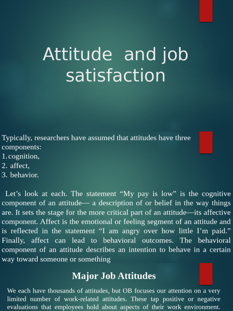 Attitude and Job Satifaction | PDF | Attitude (Psychology) | Job ...