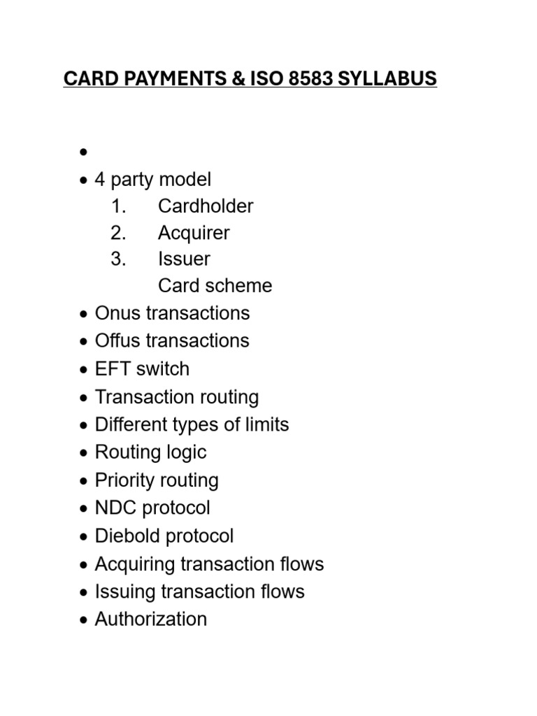 ISO 8583 Card Payments Overview | PDF | Computing | Banking Technology