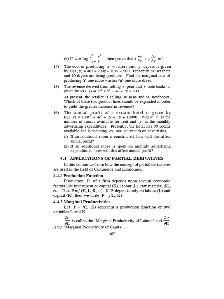 Applications of Partial Derivatives in Economics | PDF | Profit ...