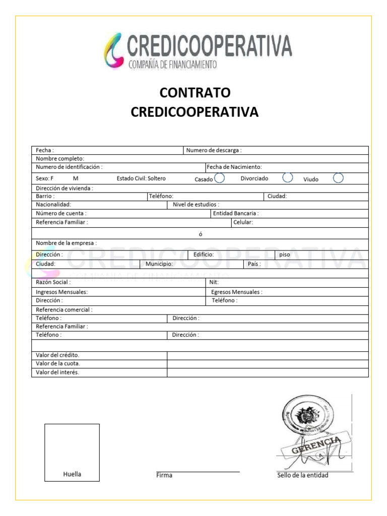 Contrato de Credicooperativa | PDF