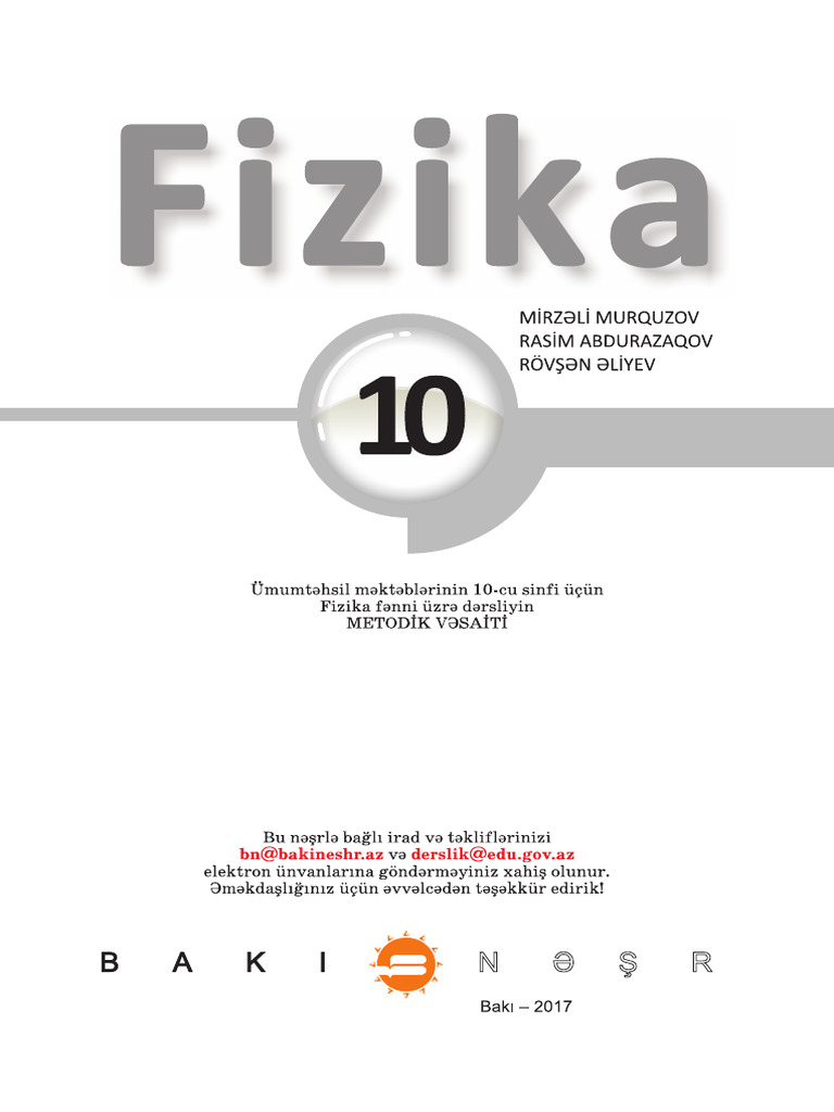 Quot Fizika Quot Fanni Uzra 10 Cu Sinif Ucun Metodik Vasait (1) | PDF