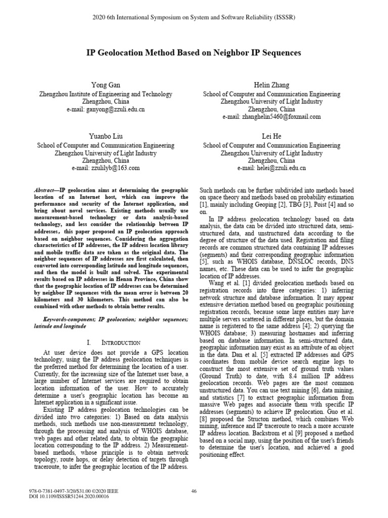 IP Geolocation Using Neighbor Sequences | PDF | Internet Protocols ...