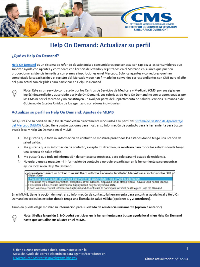 Registro en Help On Demand: Guía para Agentes | PDF | Medicare (Estados ...