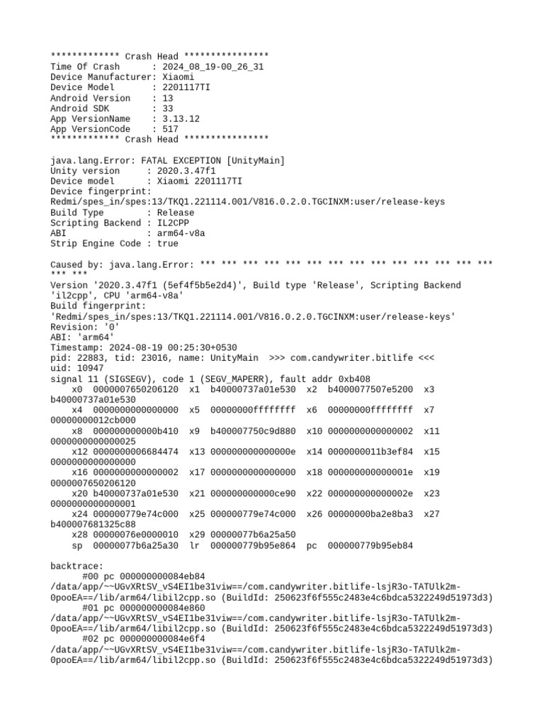 Unity App Crash on Xiaomi Device | PDF | Software | Operating System Families