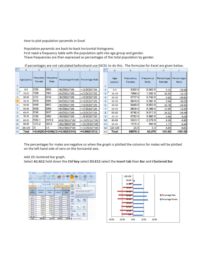 PopulationPyramids Instructions | PDF | Microsoft Excel | Histogram