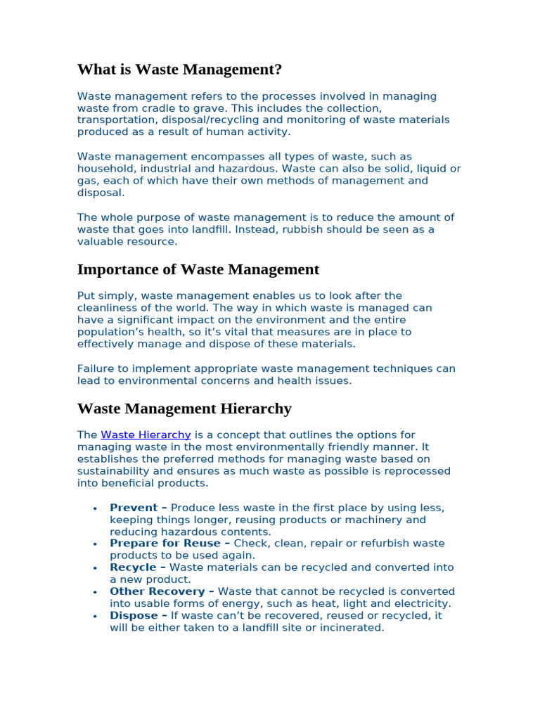 What Is Waste Management | PDF | Waste Management | Waste