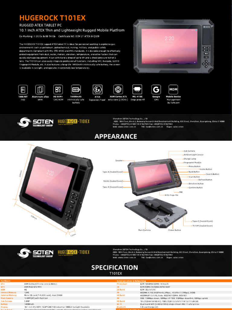 T101ex Rugged Atex Tablet Pc-20240124 - Compressed | PDF | Lte ...