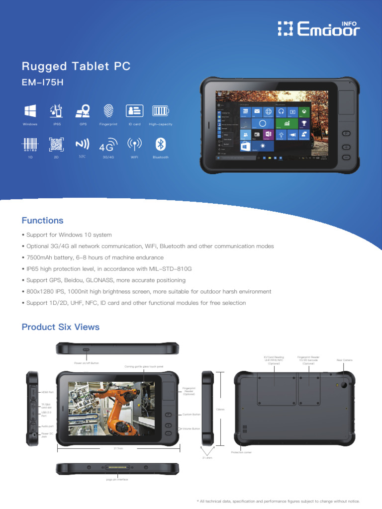 7 Intel em I75h Front Fingerprint Rugged PC | PDF | Personal Computers ...