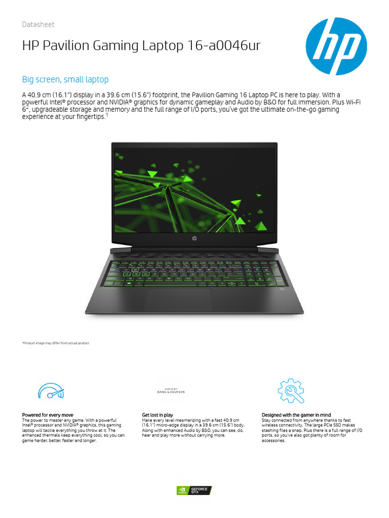 HP Pavilion Gaming Laptop 16-A0046ur: Big Screen, Small Laptop | PDF ...