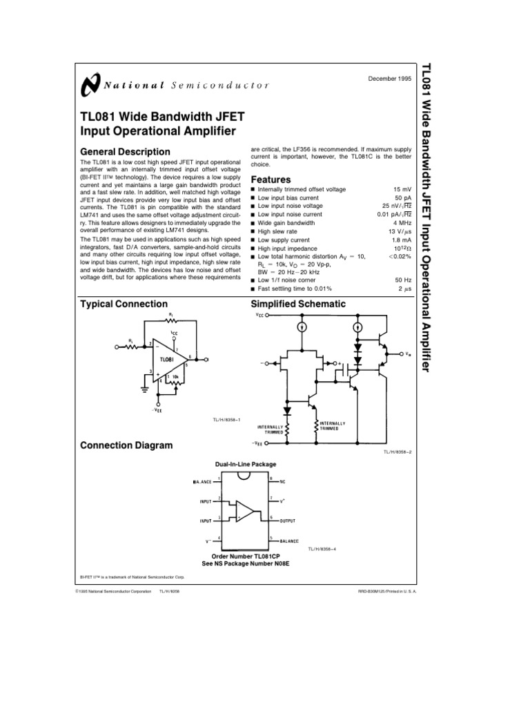 TL 081 | PDF | Amplifier | Operational Amplifier