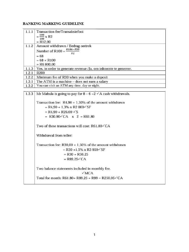 Banking Marking Guideline | PDF