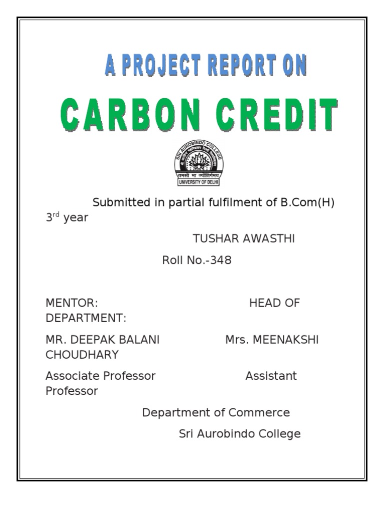 FINAL Project - Carbon Credit-SUNEET | PDF | Kyoto Protocol | Clean Development Mechanism