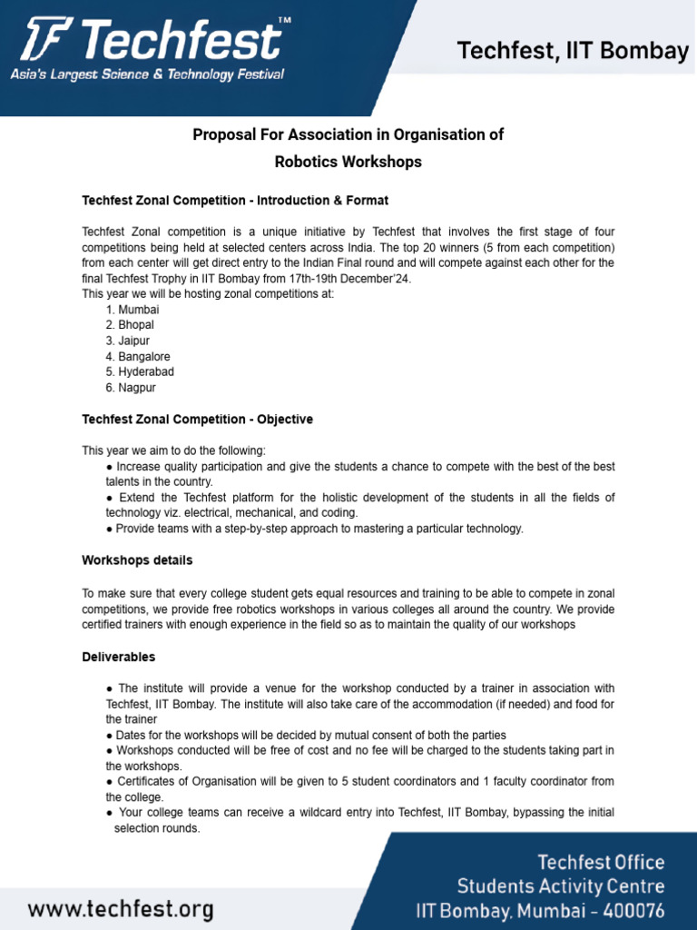 Proposal To College For Robotics Workshop | PDF | Technology & Engineering