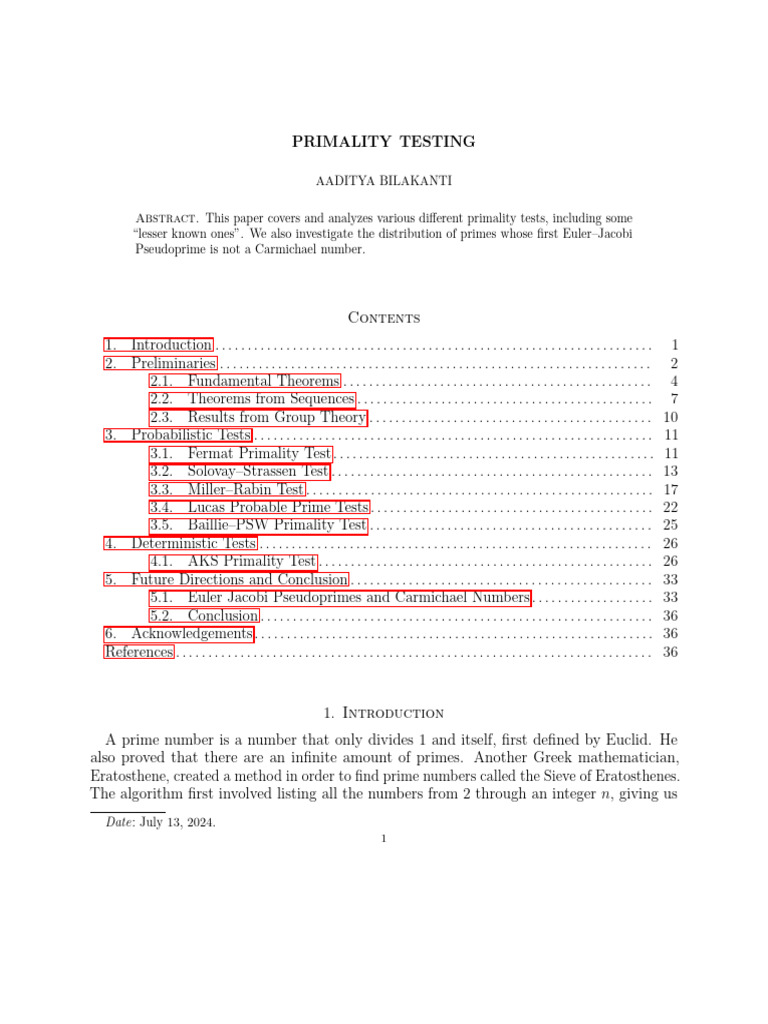 Aaditya B Primality Testing Research Paper | PDF | Group (Mathematics ...