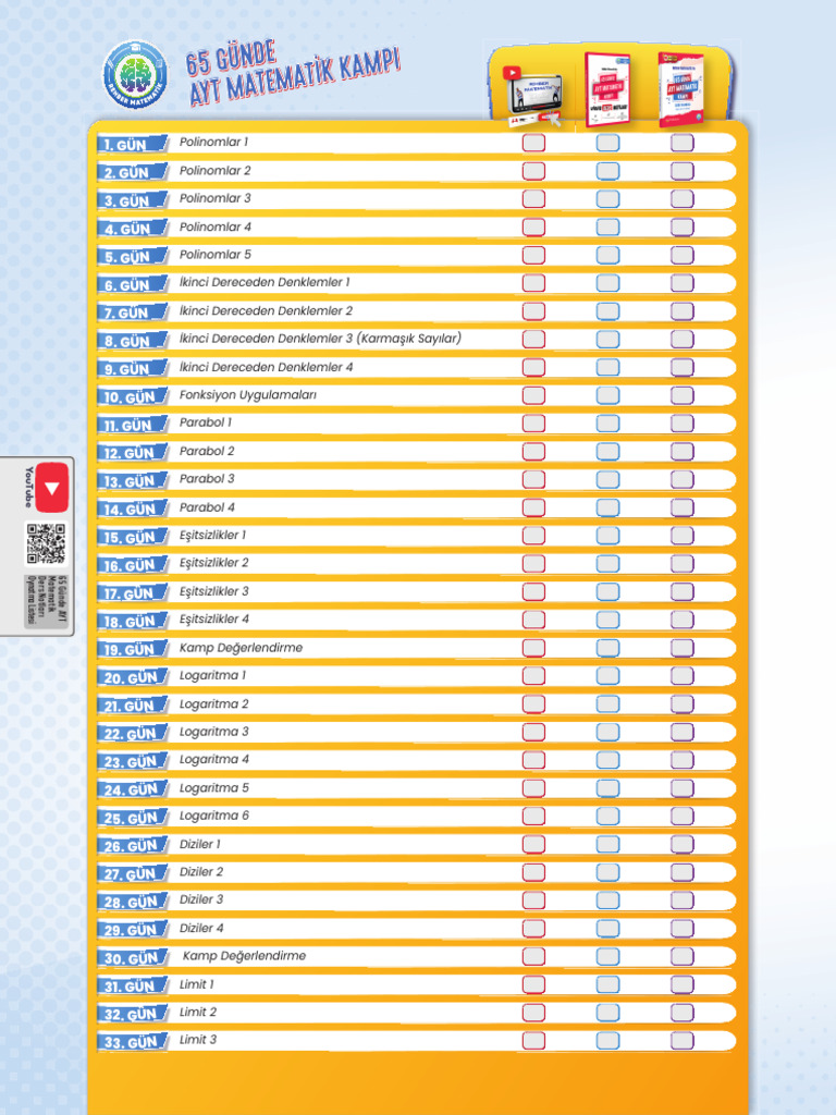 65 Günde Ayt Matemati̇k - Kamp Takvi̇mi̇ | PDF