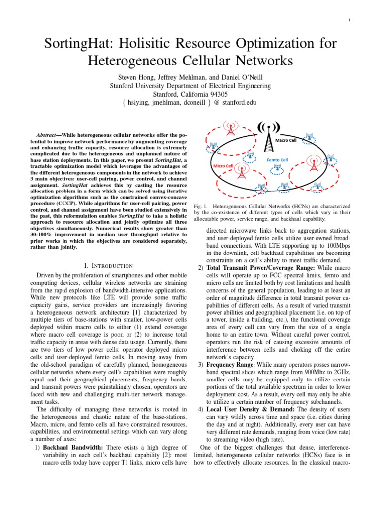 Sortinghat: Holisitic Resource Optimization For Heterogeneous Cellular Networks | PDF ...