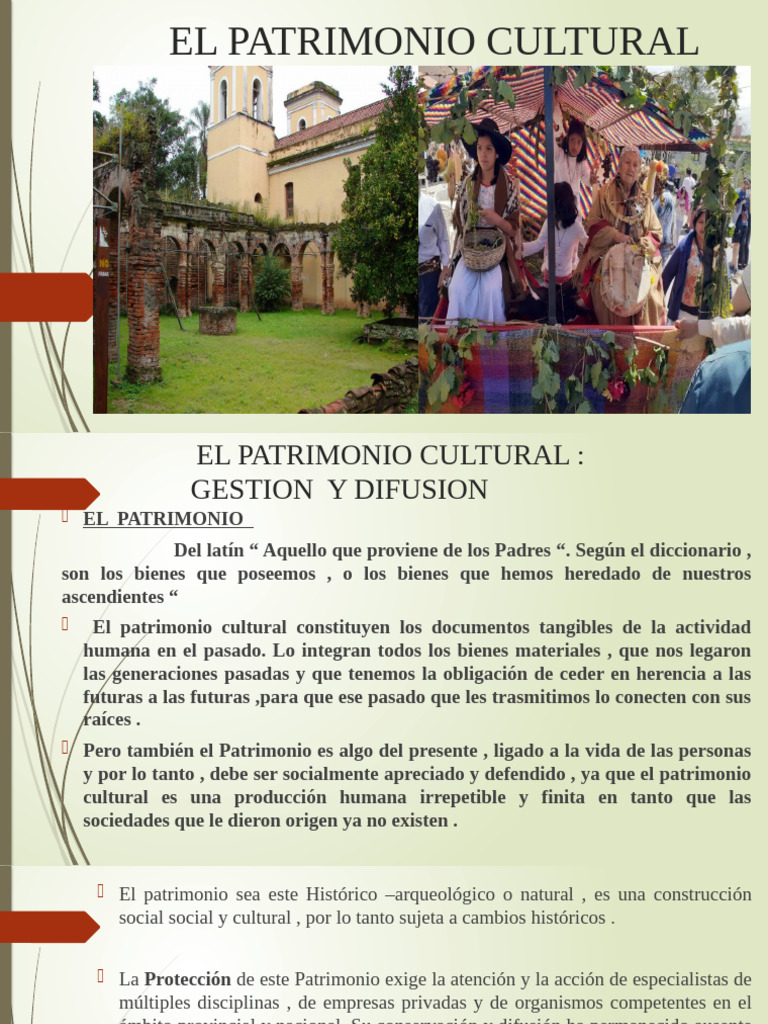 EL PATRIMONIO CULTURAL | PDF | Bienes (Ley) | Patrimonio cultural
