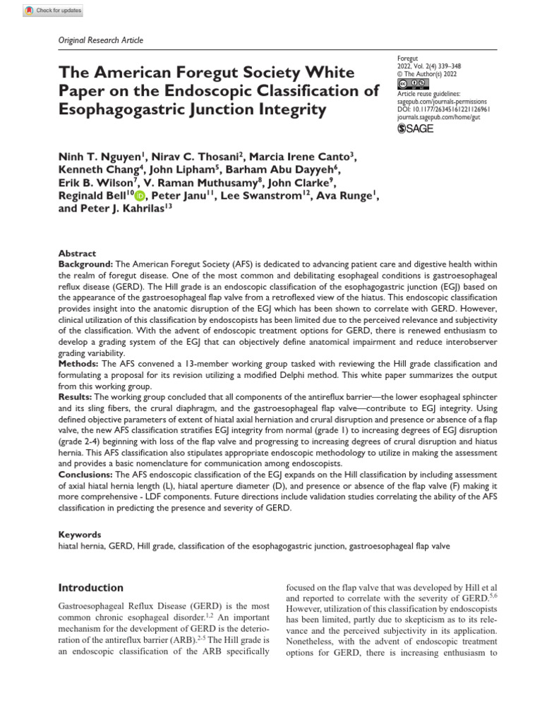 AFS Endoscopic Classification for GERD | PDF | Gastroesophageal Reflux ...