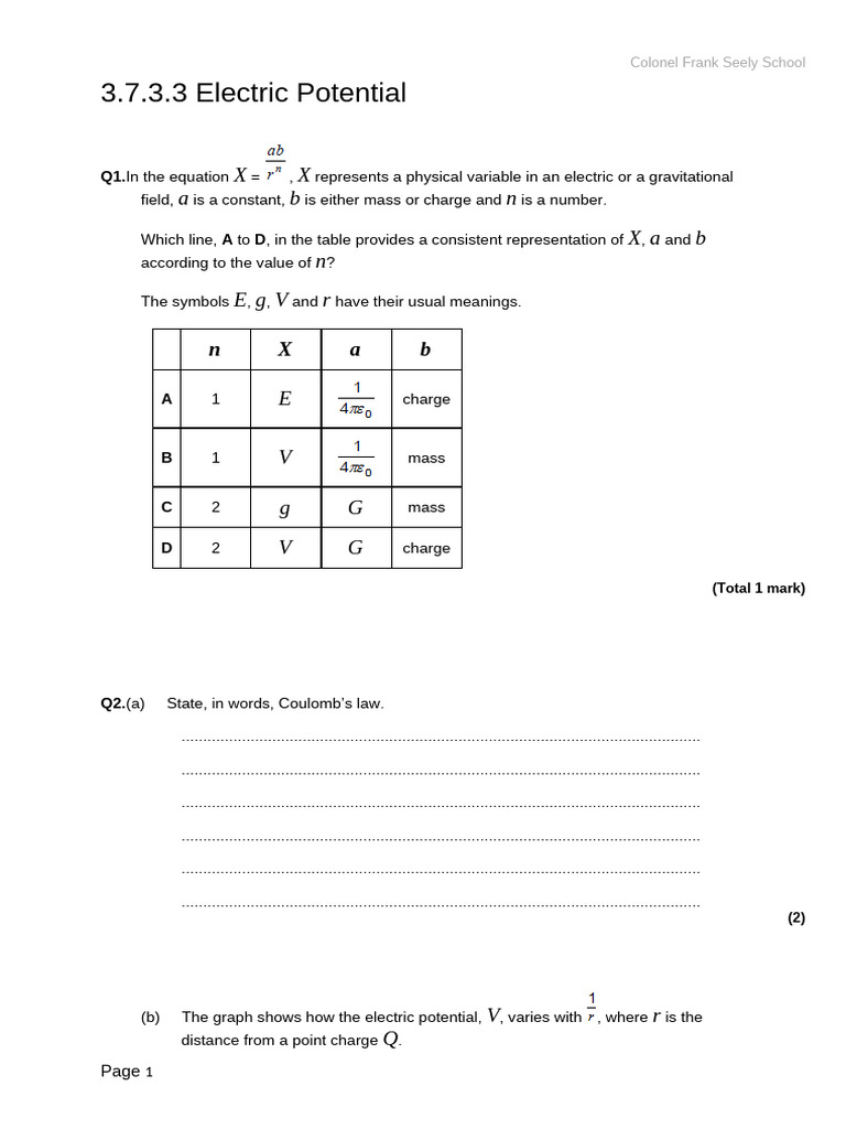 3.7.3.3 Electric Potential | PDF | Nuclear Fusion | Nuclear Reaction