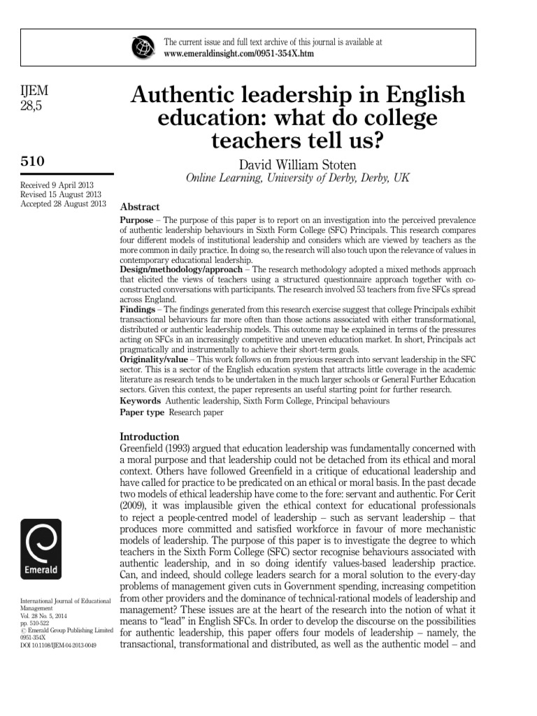 Authentic Leadership | PDF | Leadership | Transformational Leadership