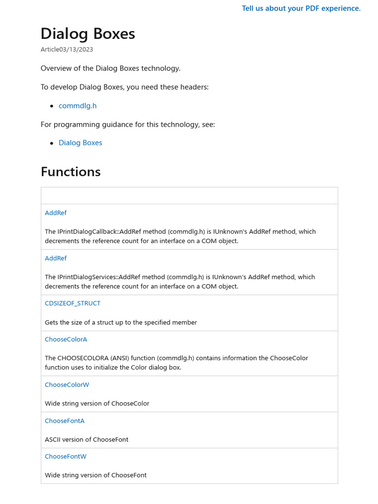 Dialog Boxes Programming Guide | PDF | Dialog Box | Computer File