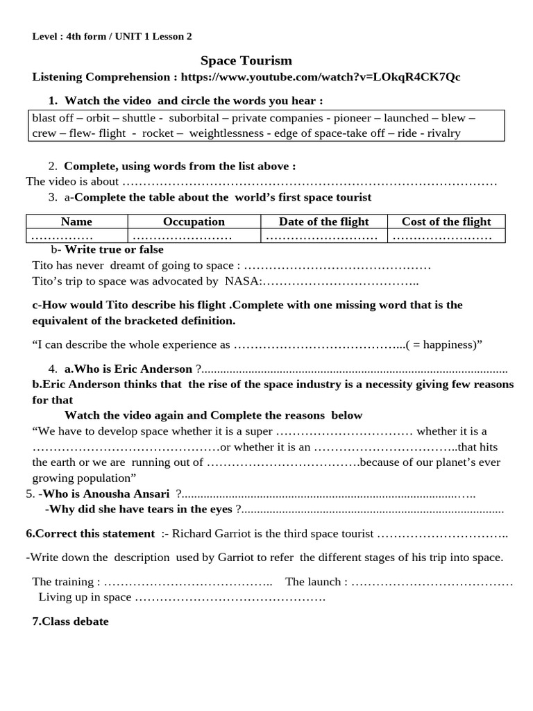 4th FORM UNIT 1 LESSON 2 | PDF | Games & Activities | History