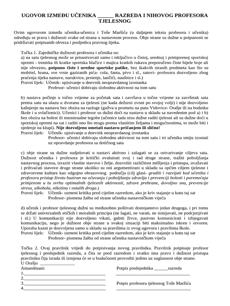 Ugovor Izmeu Uenika Profa | PDF